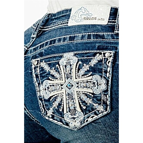 Grace in LA | Jeans | Grace In La Womens Cross Embroidered Pocket ...